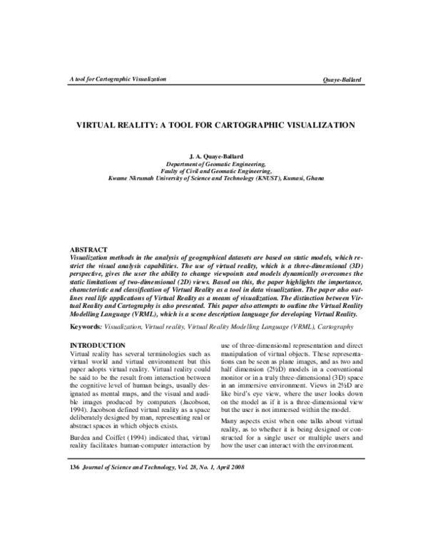 (PDF) Virtual Reality: A Tool for Cartographic Visualization