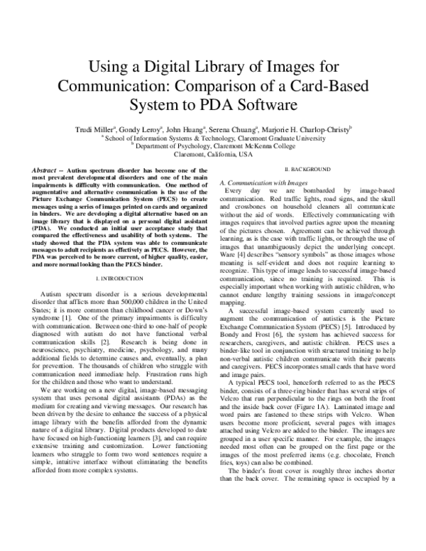 (PDF) Using a Digital Library of Images for Communication: Comparison ...