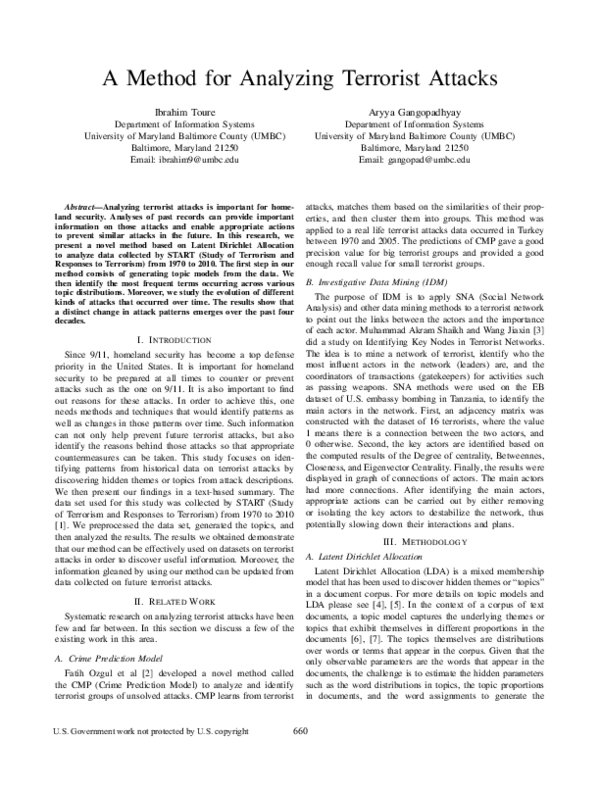 (PDF) A method for analyzing terrorist attacks