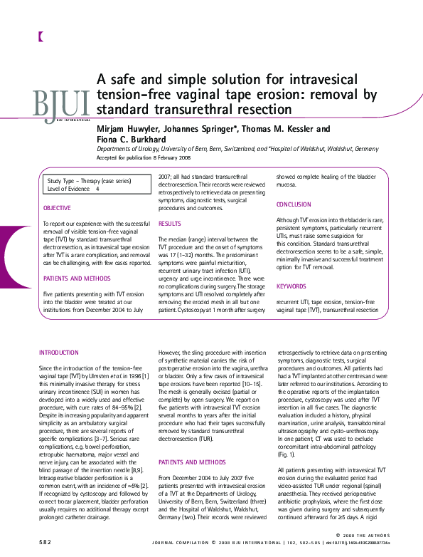 (PDF) A safe and simple solution for intravesical tension-free vaginal ...