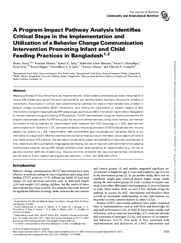(PDF) A Program Impact Pathway Analysis Identifies Critical Steps in ...