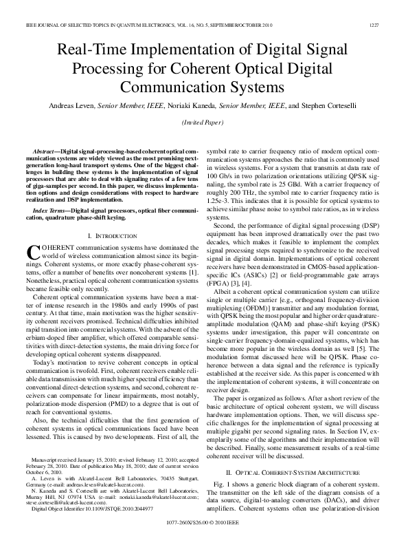(PDF) Real-time implementation of digital signal processing for ...