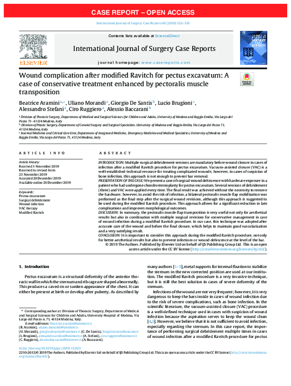 (PDF) Wound complication after modified Ravitch for pectus excavatum: A ...