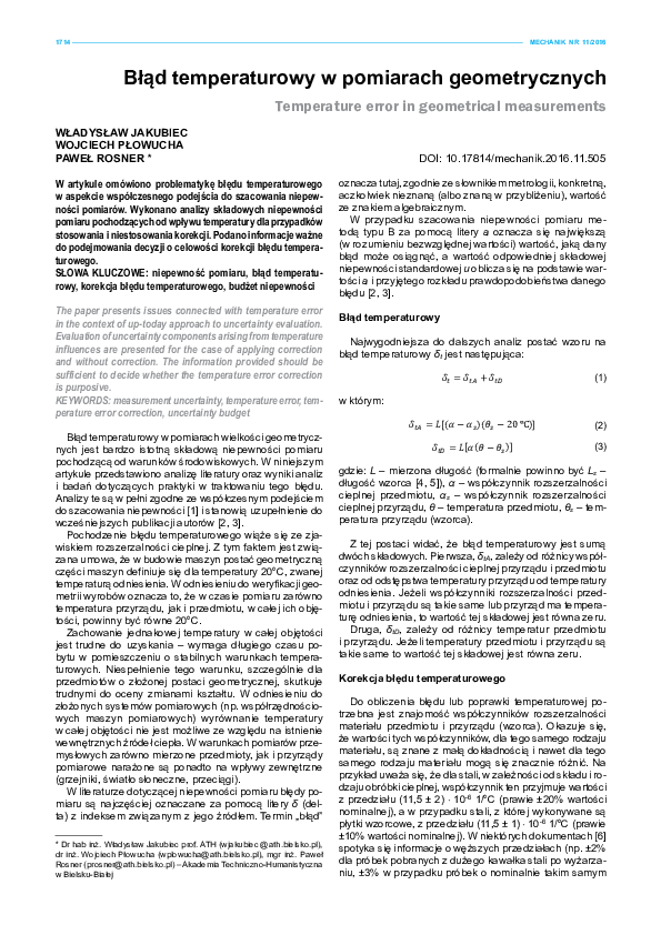 (PDF) Temperature error in geometrical measurements