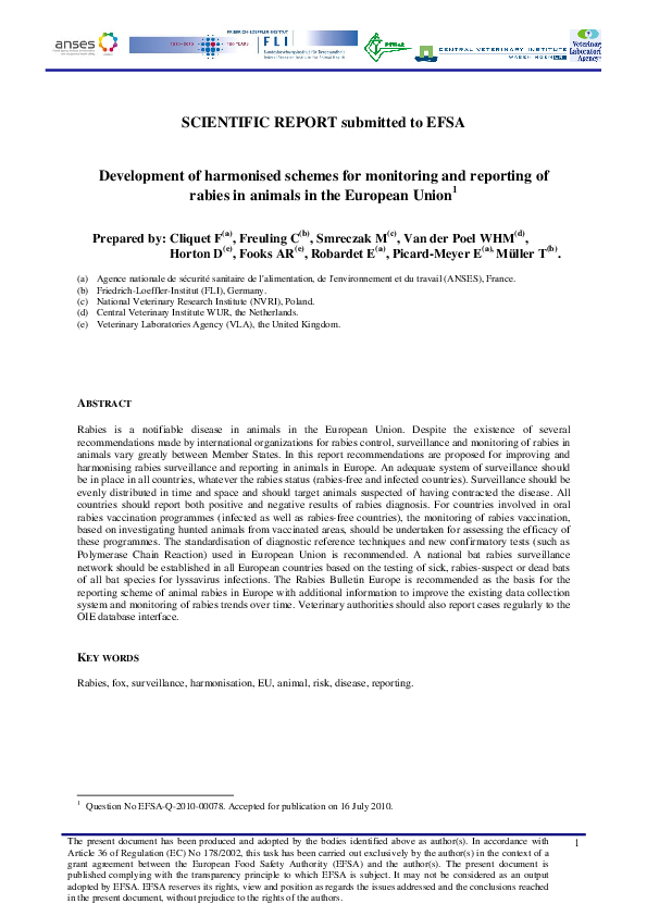 (PDF) Development of harmonised schemes for monitoring and reporting of ...