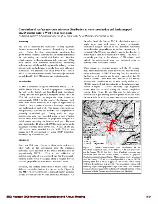 (PDF) Correlation of surface microseismic event distribution to water ...