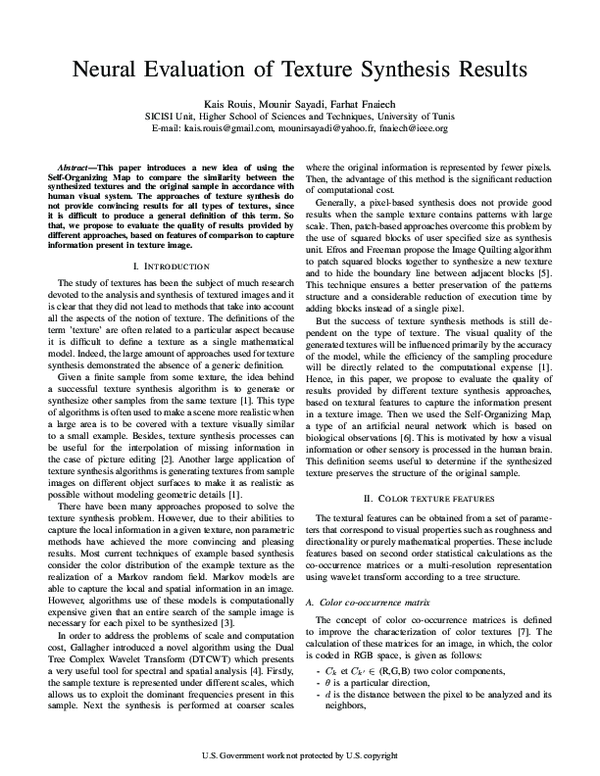 (PDF) Neural evaluation of texture synthesis results | mounir sayadi - Academia.edu