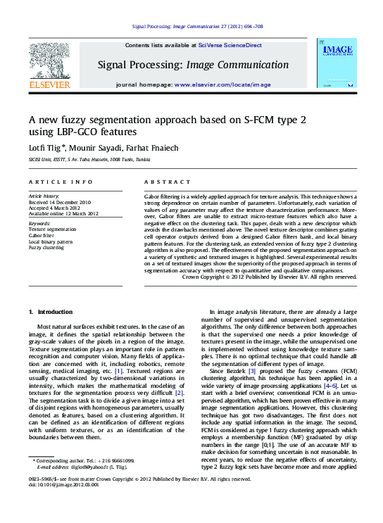 (PDF) A new fuzzy segmentation approach based on S-FCM type 2 using LBP ...