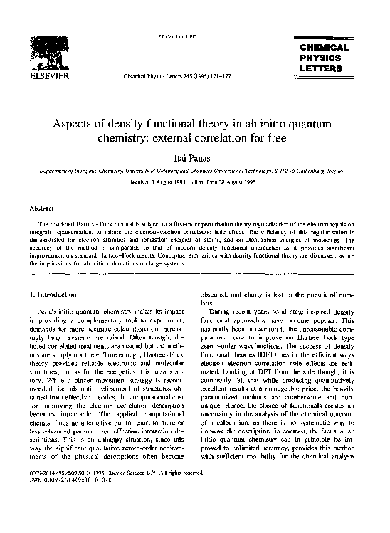 Pdf Aspects Of Density Functional Theory In Ab Initio Quantum