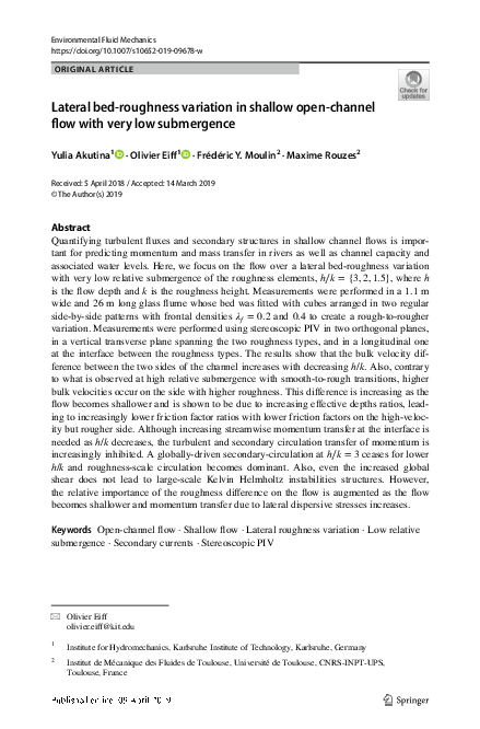 (PDF) Lateral bed-roughness variation in shallow open-channel flow with ...