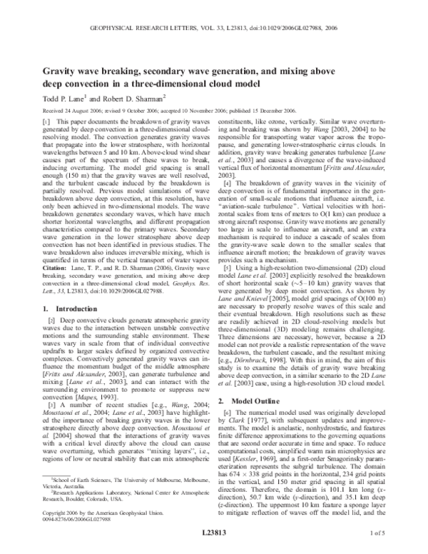 (PDF) Gravity wave breaking, secondary wave generation, and mixing ...
