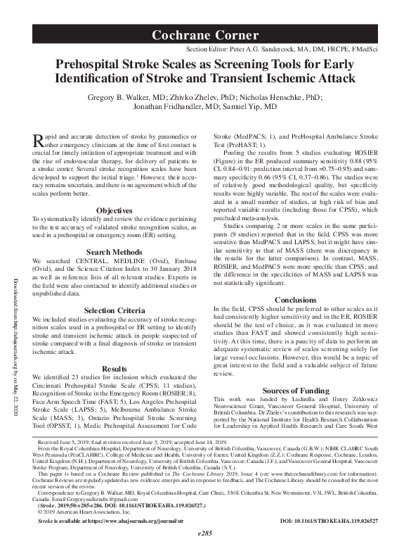 (PDF) Prehospital stroke scales as screening tools for early ...