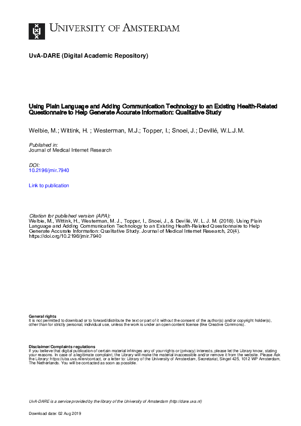 (PDF) Using Plain Language and Adding Communication Technology to an ...