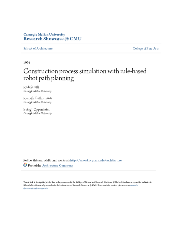 (PDF) Construction process simulation with rule-based robot path planning