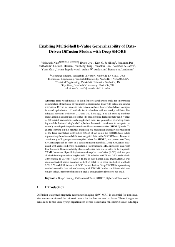 (PDF) Enabling Multi-shell b-Value Generalizability of Data-Driven Diffusion Models with Deep SHORE