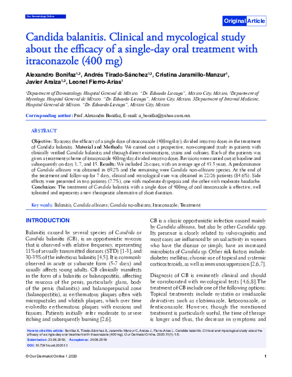 (PDF) Candida balanitis. Clinical and mycological study about the ...