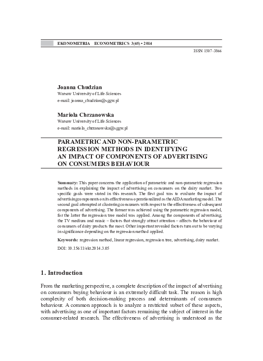 (PDF) Parametric and non-parametric regression methods in identifying an impact of components of ...