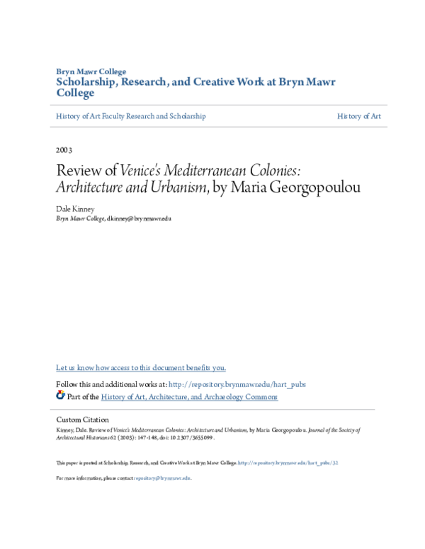 (PDF) Review of Venice's Mediterranean Colonies: Architecture and ...