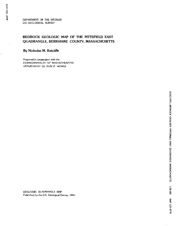 (PDF) Bedrock geologic map of the Pittsfield East quadrangle, Berkshire ...