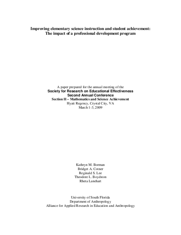 (PDF) Improving Elementary Science Instruction and Student Achievement ...