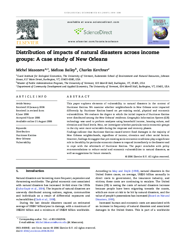 (PDF) Distribution of impacts of natural disasters across income groups ...