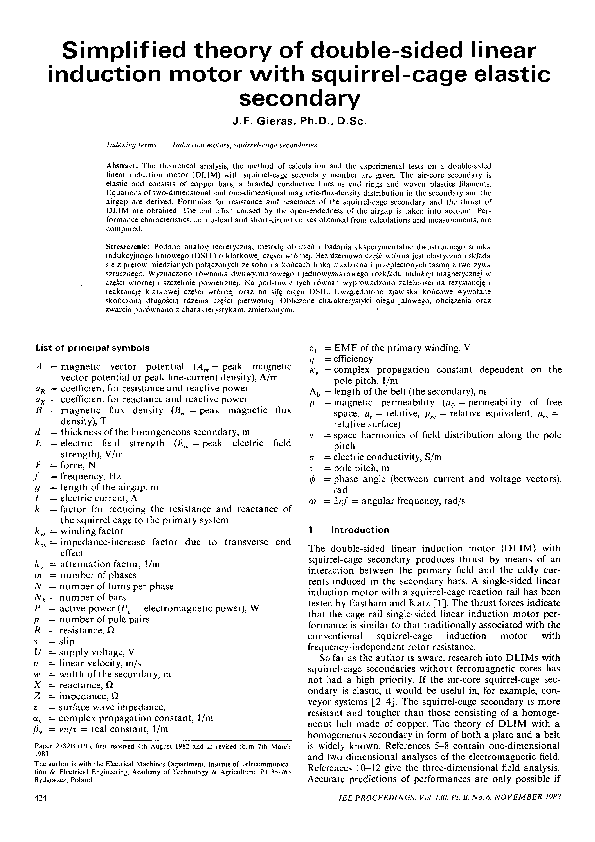 (PDF) Simplified theory of double-sided linear induction motor with squirrel-cage elastic secondary