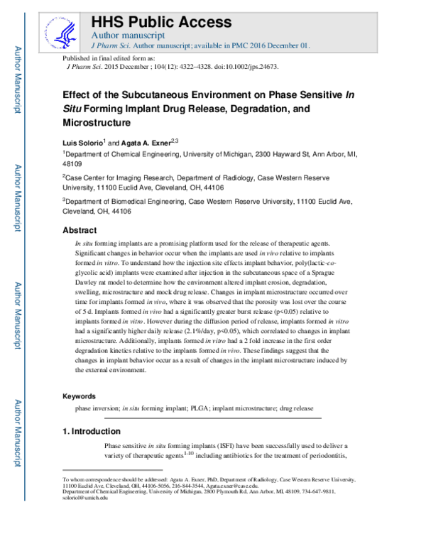 (PDF) Effect of the Subcutaneous Environment on Phase-Sensitive In Situ ...