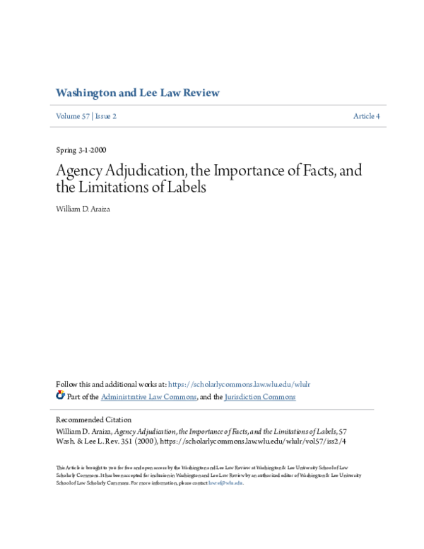 (PDF) Agency Adjudication, the Importance of Facts, and the Limitations ...