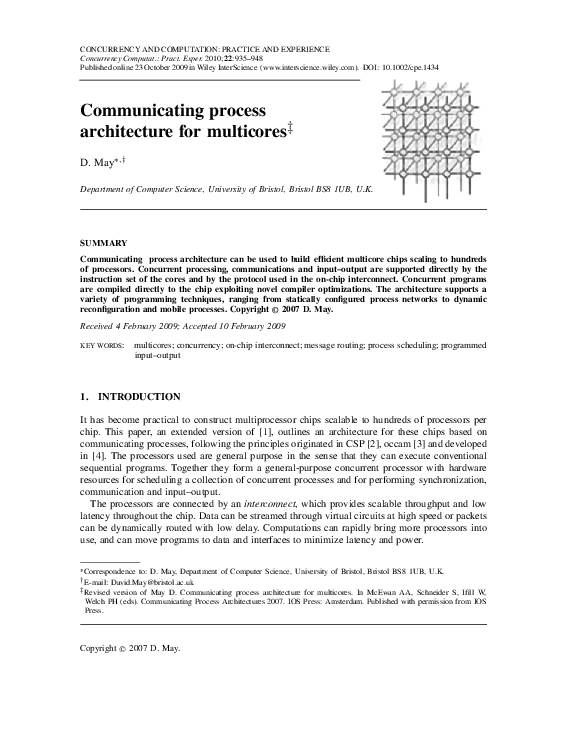 (PDF) Communicating process architecture for multicores