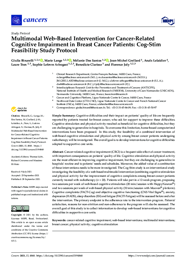 (PDF) Multimodal Web-Based Intervention for Cancer-Related Cognitive Impairment in Breast Cancer ...