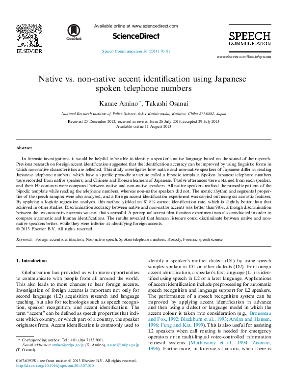 (PDF) Native vs. non-native accent identification using Japanese spoken ...