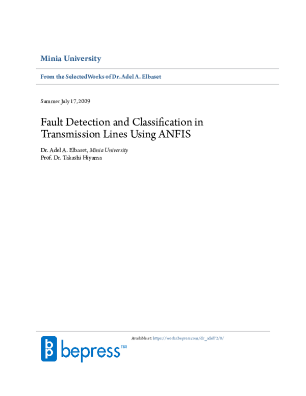 Pdf Fault Detection And Classification In Transmission Lines Using Anfis