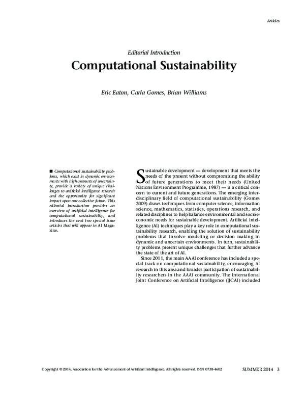 (PDF) Computational sustainability