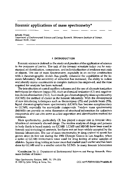 (PDF) Forensic applications of mass spectrometry
