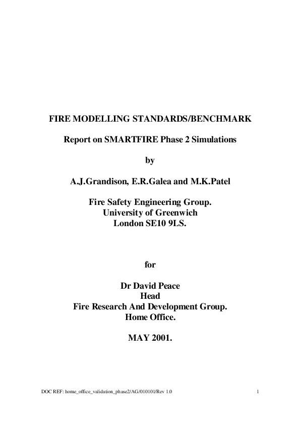 (PDF) FIRE MODELLING STANDARDS/BENCHMARK Report on SMARTFIRE Phase 2 ...