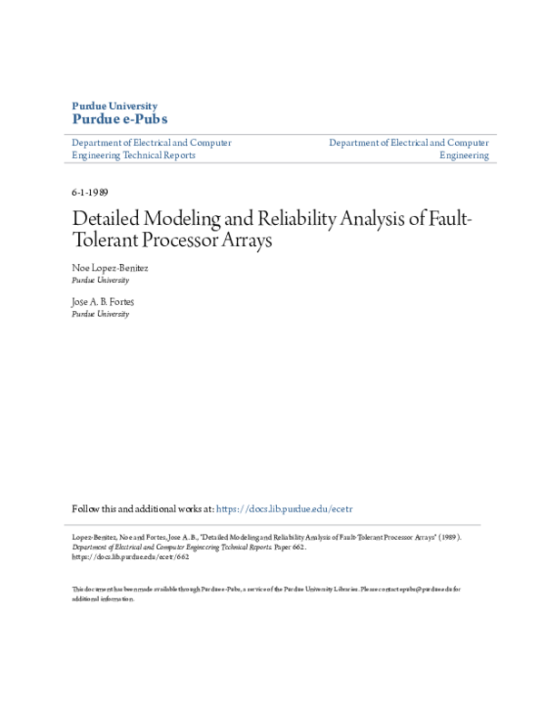 Pdf Reliability Analysis Of Fault Tolerant Processors