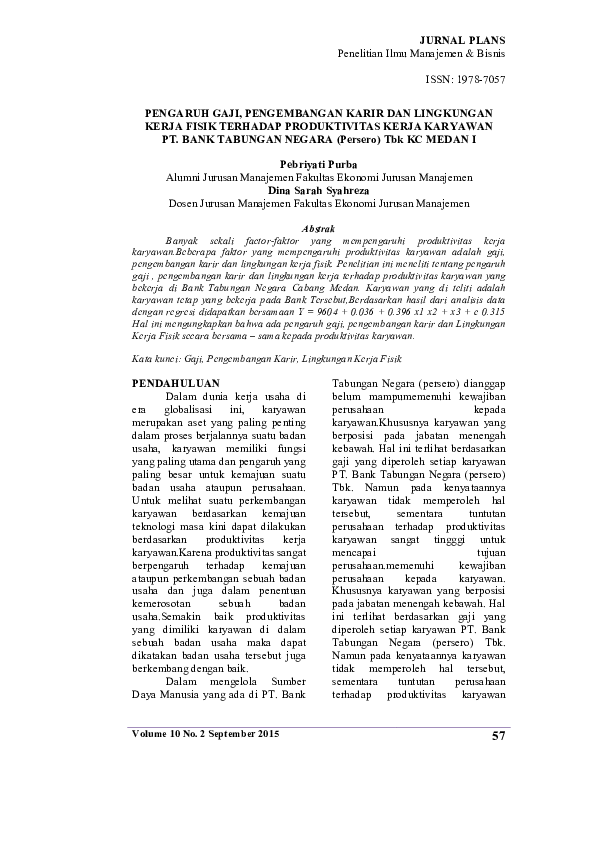 (PDF) PENGARUH GAJI, PENGEMBANGAN KARIR DAN LINGKUNGAN KERJA FISIK ...