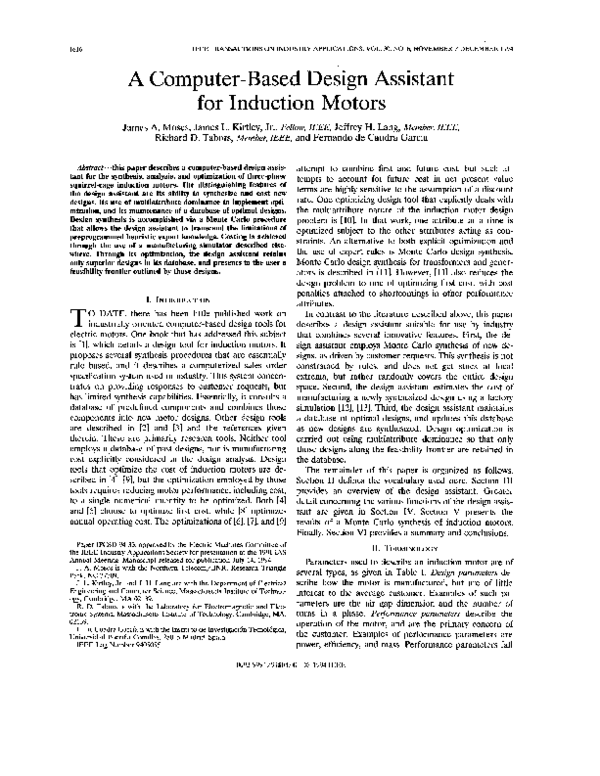 (PDF) A Computer-Based Design Assistant for Induction Motors