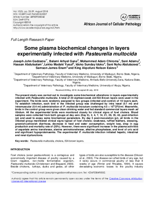 (PDF) Some plasma biochemical changes in layers experimentally ...
