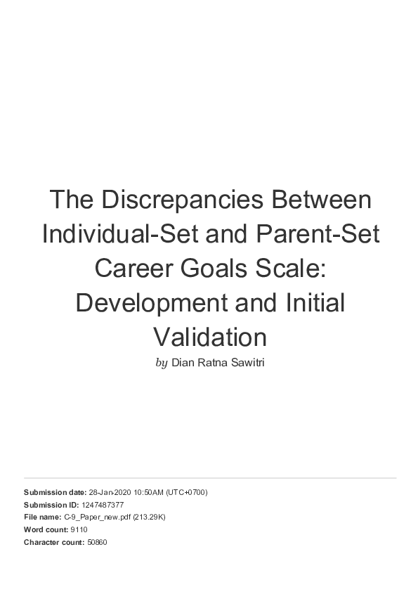 (PDF) The Discrepancies Between Individual-Set and Parent-Set Career Goals Scale: Development ...