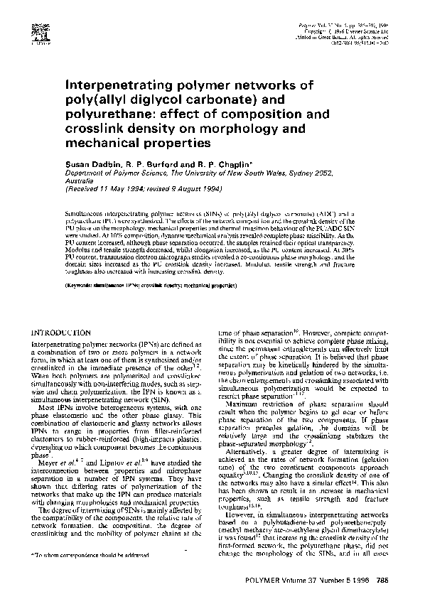 (PDF) Interpenetrating polymer networks of poly(allyl diglycol ...
