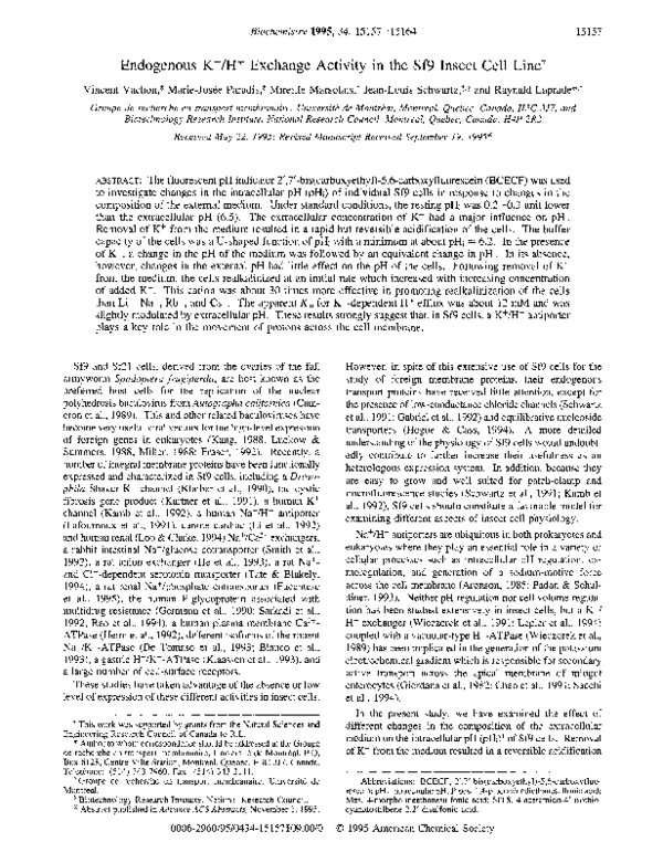 (PDF) Endogenous K+/H+ Exchange Activity in the Sf9 Insect Cell Line