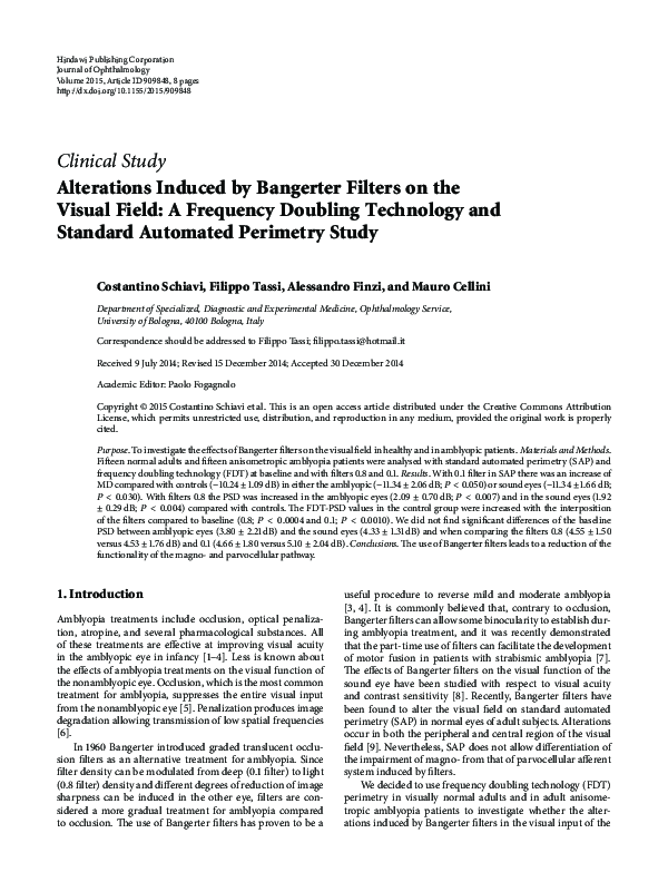(PDF) Alterations Induced by Bangerter Filters on the Visual Field: A ...