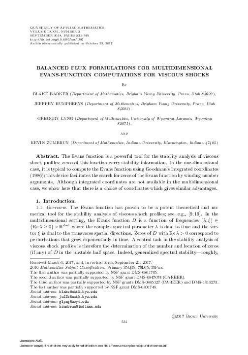 (PDF) Balanced flux formulations for multidimensional Evans-function ...