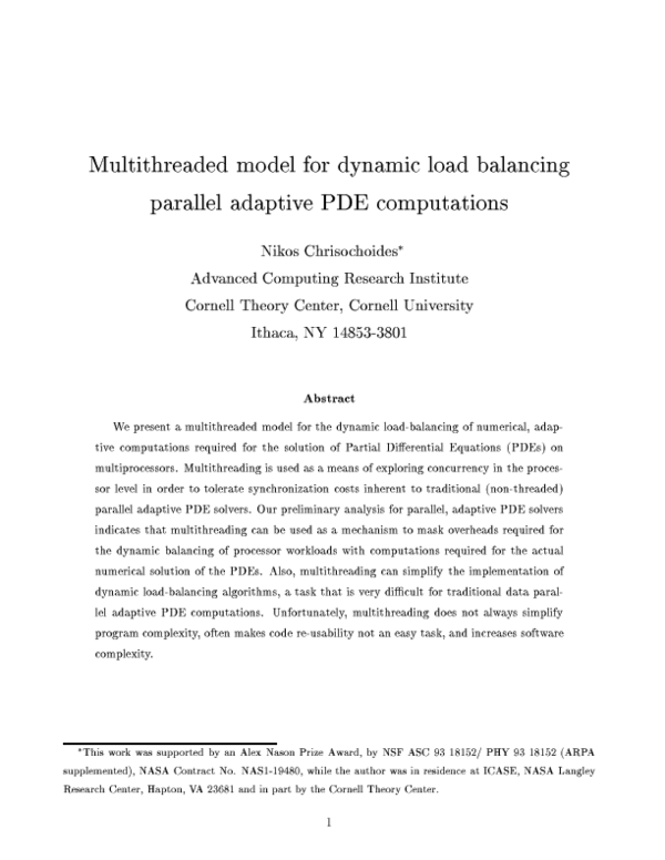 (PDF) Multithreaded model for the dynamic load-balancing of parallel adaptive PDE computations