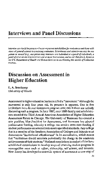 (PDF) Discussion on Assessment in Higher Education