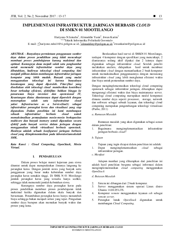 (PDF) Implementasi Infrastruktur Jaringan Berbasis Cloud DI SMKN 01 Mootilango