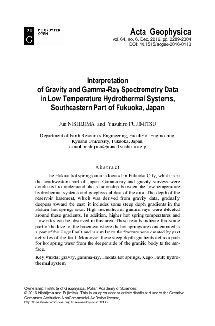(PDF) Interpretation of Gravity and Gamma-Ray Spectrometry Data in Low ...