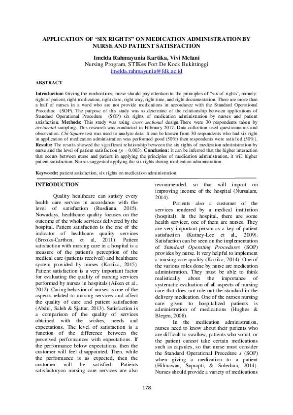 (PDF) Application of “Six Rights” on Medication Administration by Nurse ...