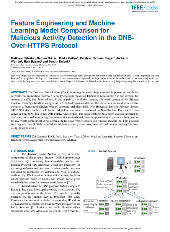 Pdf Feature Engineering And Machine Learning Model Comparison For Malicious Activity Detection